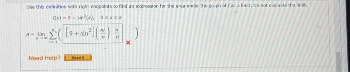 Use this definition with right endpoints to find an | Chegg.com