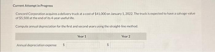 Solved Current Attempt in Progress Concord Corporation | Chegg.com