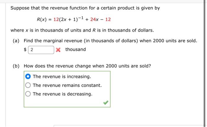 Solved Suppose that the revenue function for a certain | Chegg.com