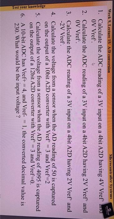 Solved 1. Calculate the ADC reading of a 3 V input on a 4 | Chegg.com