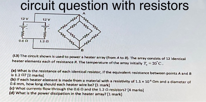 Solved circuit question with resistors 12V 12 V 0.6 12 1.2 | Chegg.com