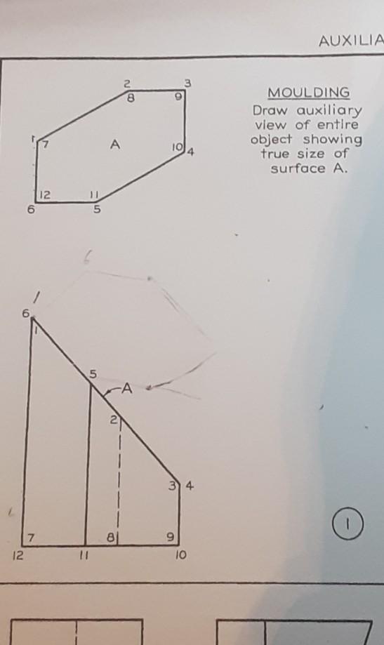 Solved AUXILIA 3 2 8 MOULDING Draw auxiliary view of entire | Chegg.com