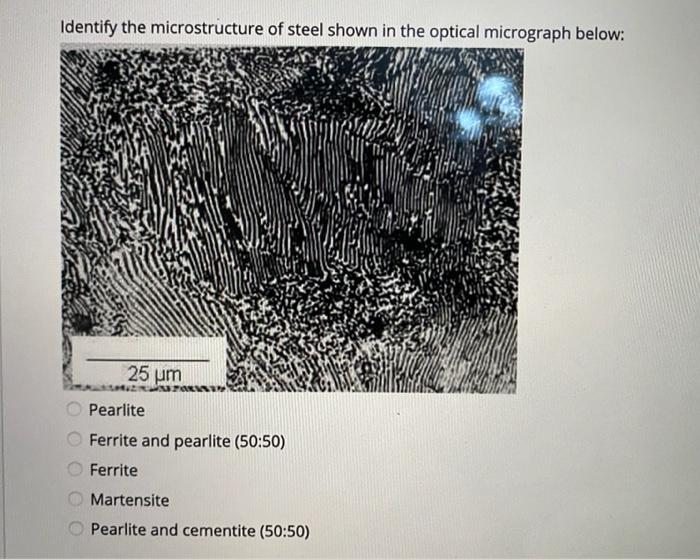 Solved Identify the microstructure of steel shown in the | Chegg.com