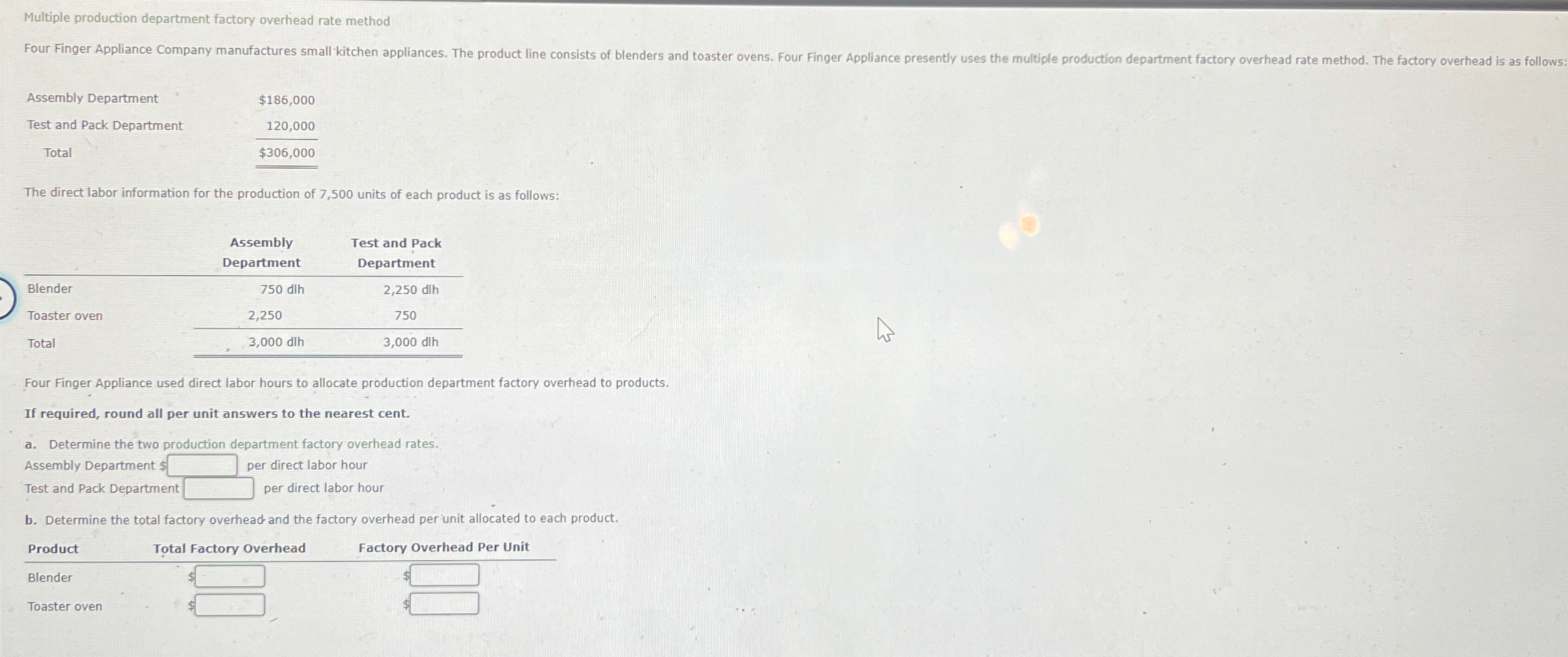 Multiple production department factory overhead rate | Chegg.com