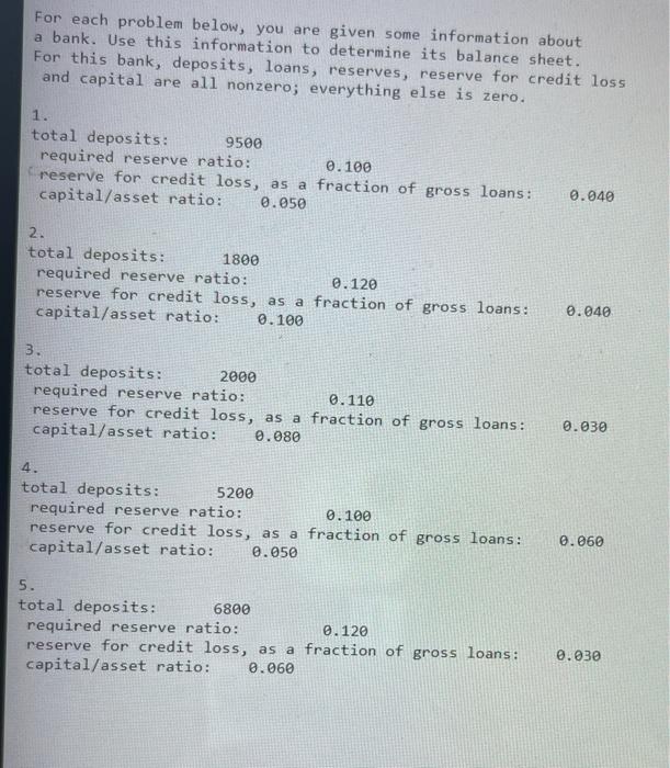 Solved For each problem below, you are given some | Chegg.com