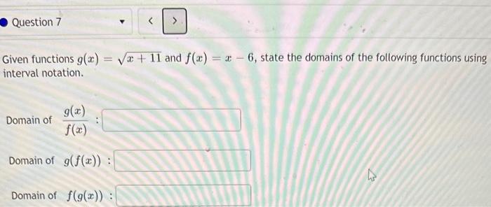 Solved Let f(x)=x−6x and g(x)=x7. Find the following | Chegg.com