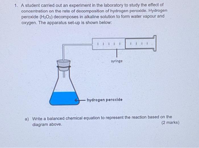 1. A student carried out an experiment in the | Chegg.com