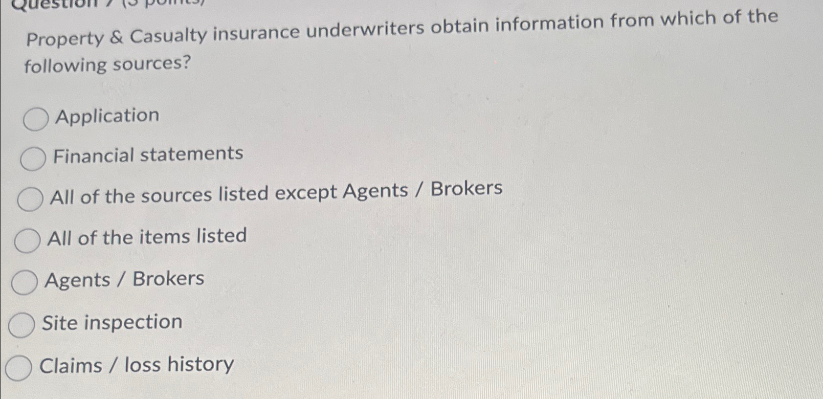 Solved Property & Casualty insurance underwriters obtain | Chegg.com