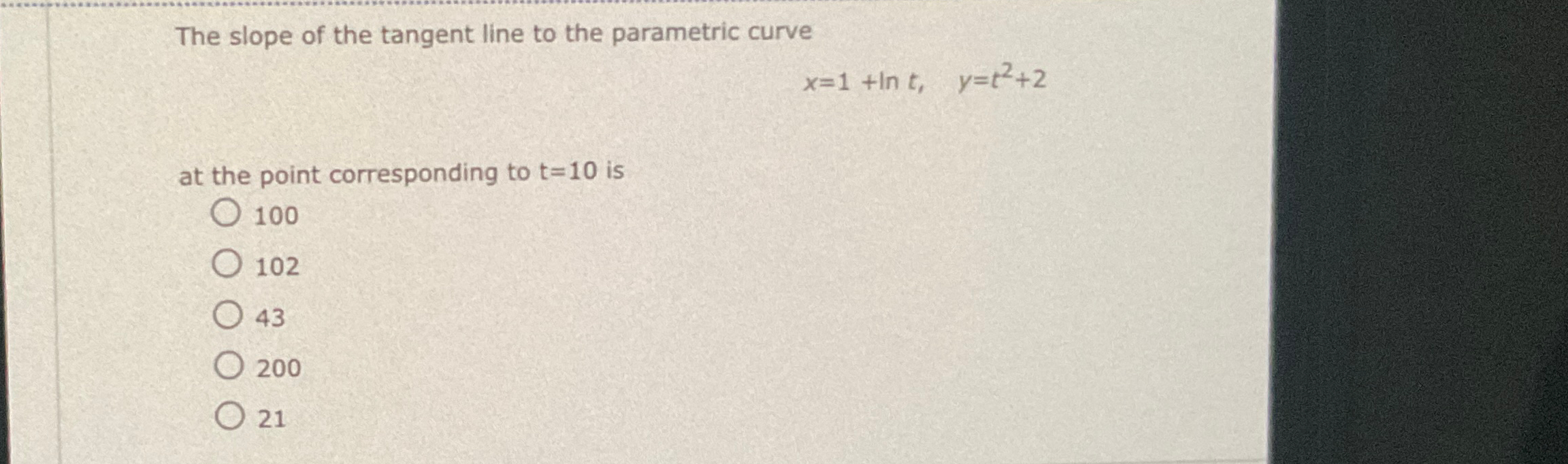 Solved The slope of the tangent line to the parametric | Chegg.com