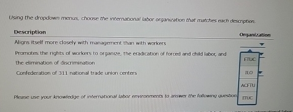 Solved Using the dropdown menus, choose the international | Chegg.com