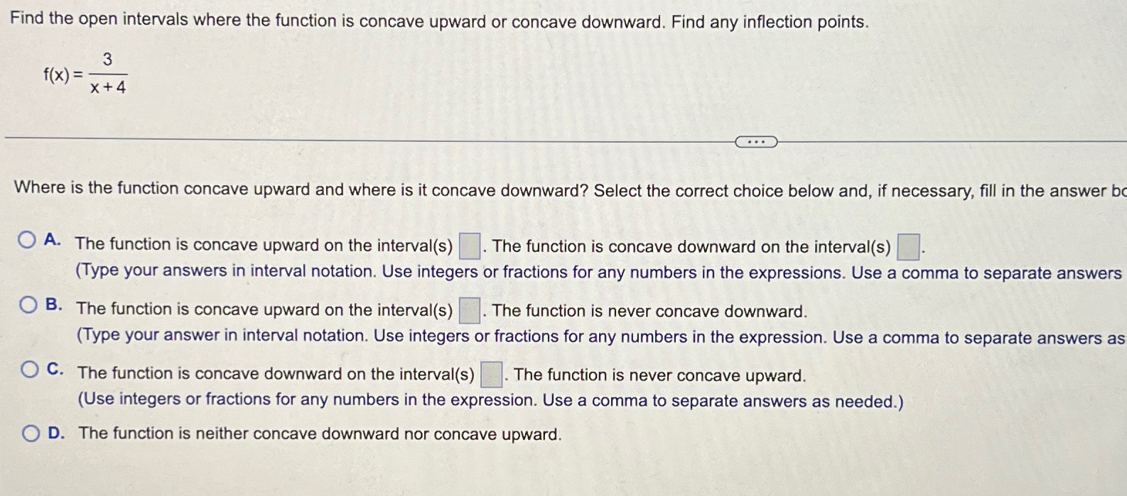 Solved Find the open intervals where the function is concave | Chegg.com