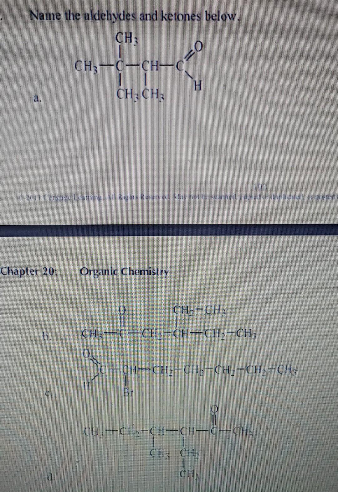 Solved Name the aldehydes and ketones below. a. Organic | Chegg.com