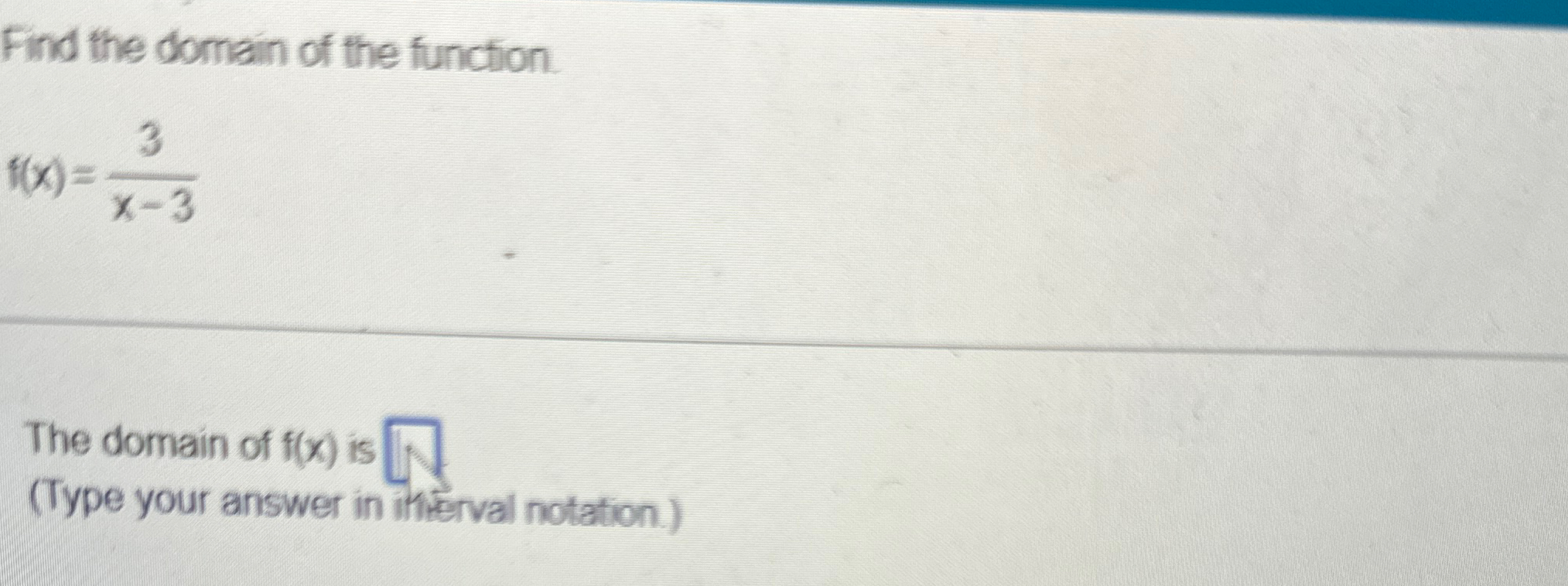 Solved Find the domain of the function.f(x)=3x-3The domain | Chegg.com