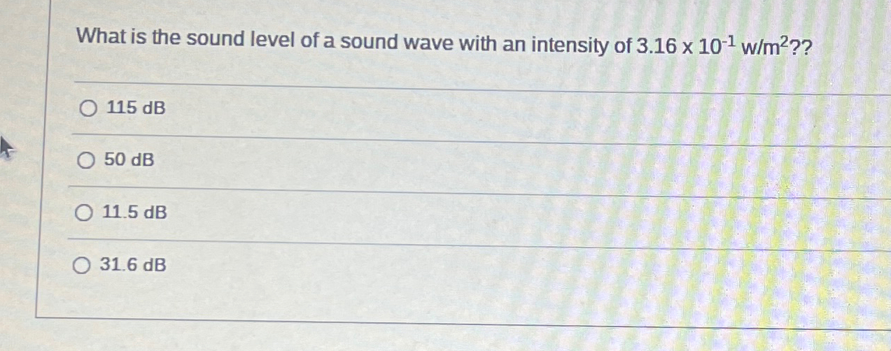 Solved What is the sound level of a sound wave with an | Chegg.com