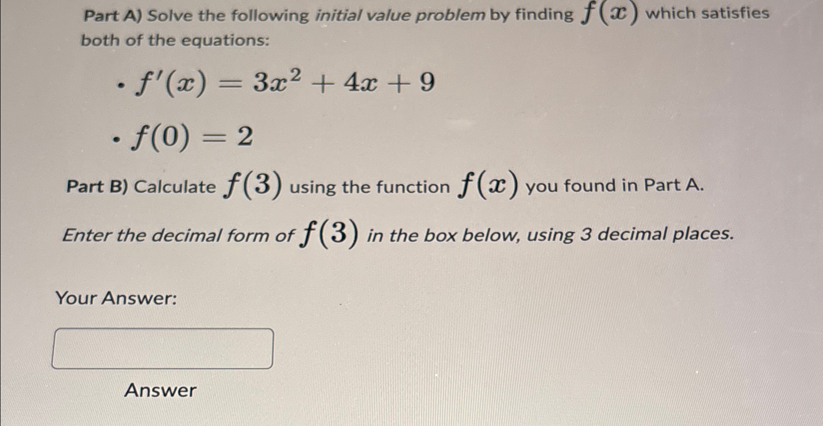 Solved Part A) ﻿Solve the following initial value problem by | Chegg.com