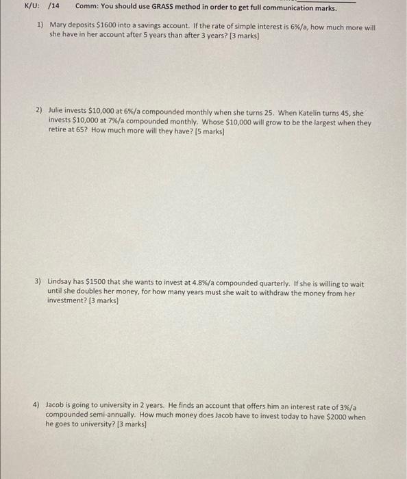 Solved K/U/14 Comm: You should use GRASS method in order to | Chegg.com