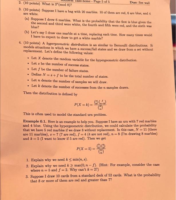 Solved 3. ( 10 points) Suppose I have a bag with 20 marbles. | Chegg.com