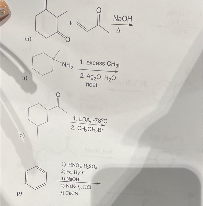 Solved m) n) heat 1. 2DA ,−78∘CCH3CH2Br 1) HNO3,H2SO4 2) | Chegg.com