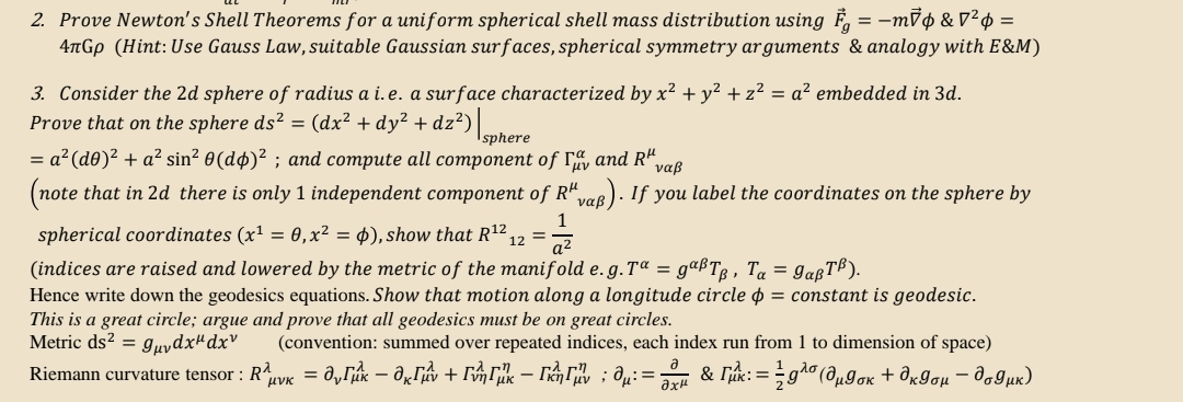 Solved Prove Newton's Shell Theorems for a uniform spherical | Chegg.com