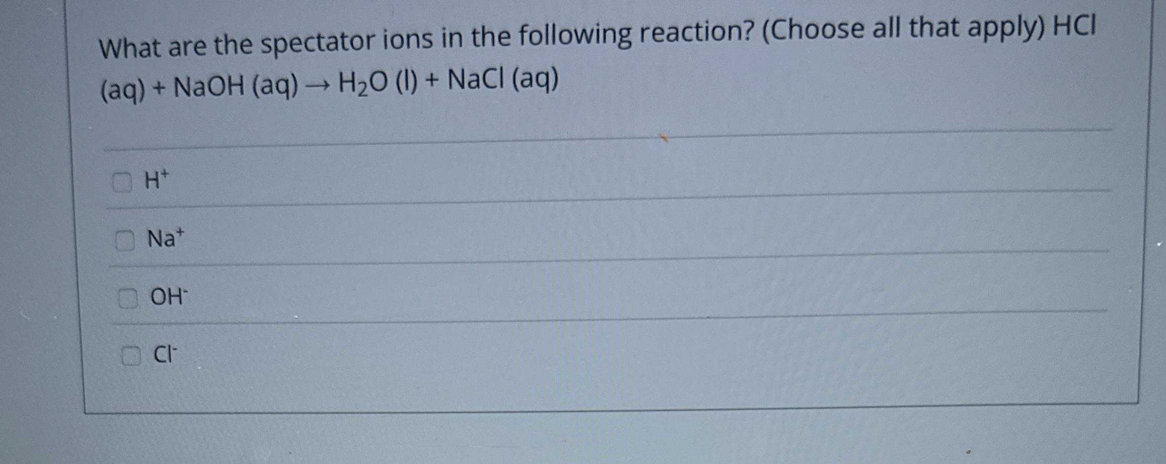 Solved What are the spectator ions in the following | Chegg.com