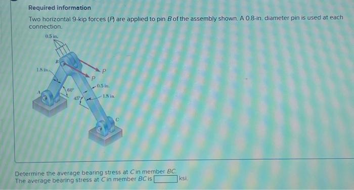 Solved Two horizontal 9-kip forces (P are applied to pin B | Chegg.com