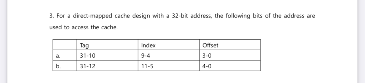 Solved For a direct-mapped cache design with a 32-bit | Chegg.com