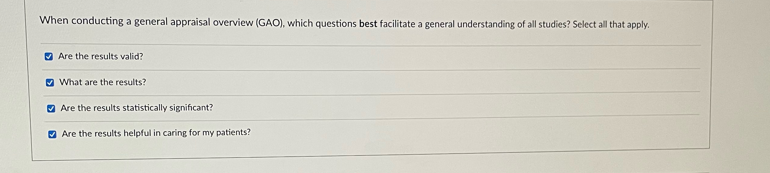 Solved When conducting a general appraisal overview (GAO), | Chegg.com