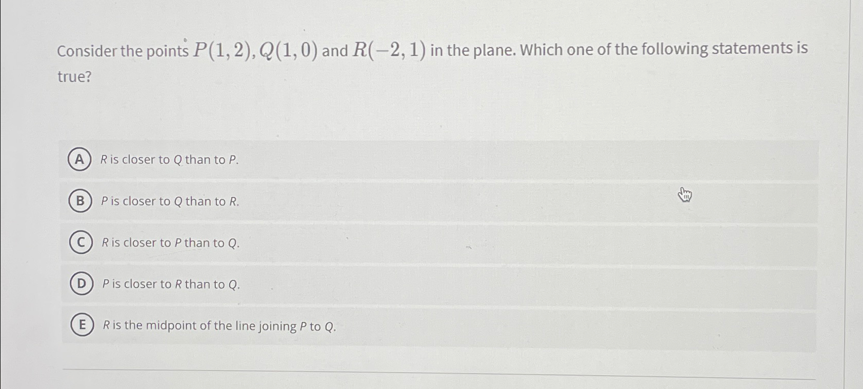 Solved Consider the points P(1,2),Q(1,0) ﻿and R(-2,1) ﻿in | Chegg.com