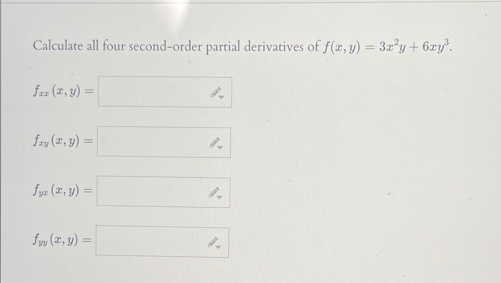 Solved Calculate All Four Second Order Partial Derivatives