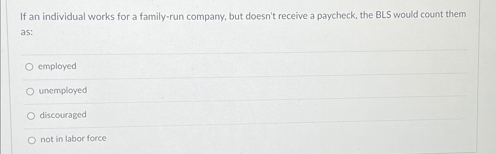 Solved If an individual works for a family-run company, but | Chegg.com