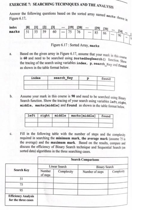 Solved EXERCISE 7: SEARCHING TECHNIQUES AND THE ANALYSIS | Chegg.com