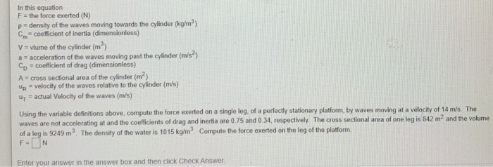 Solved The Morrison equation given below, is used to compute | Chegg.com