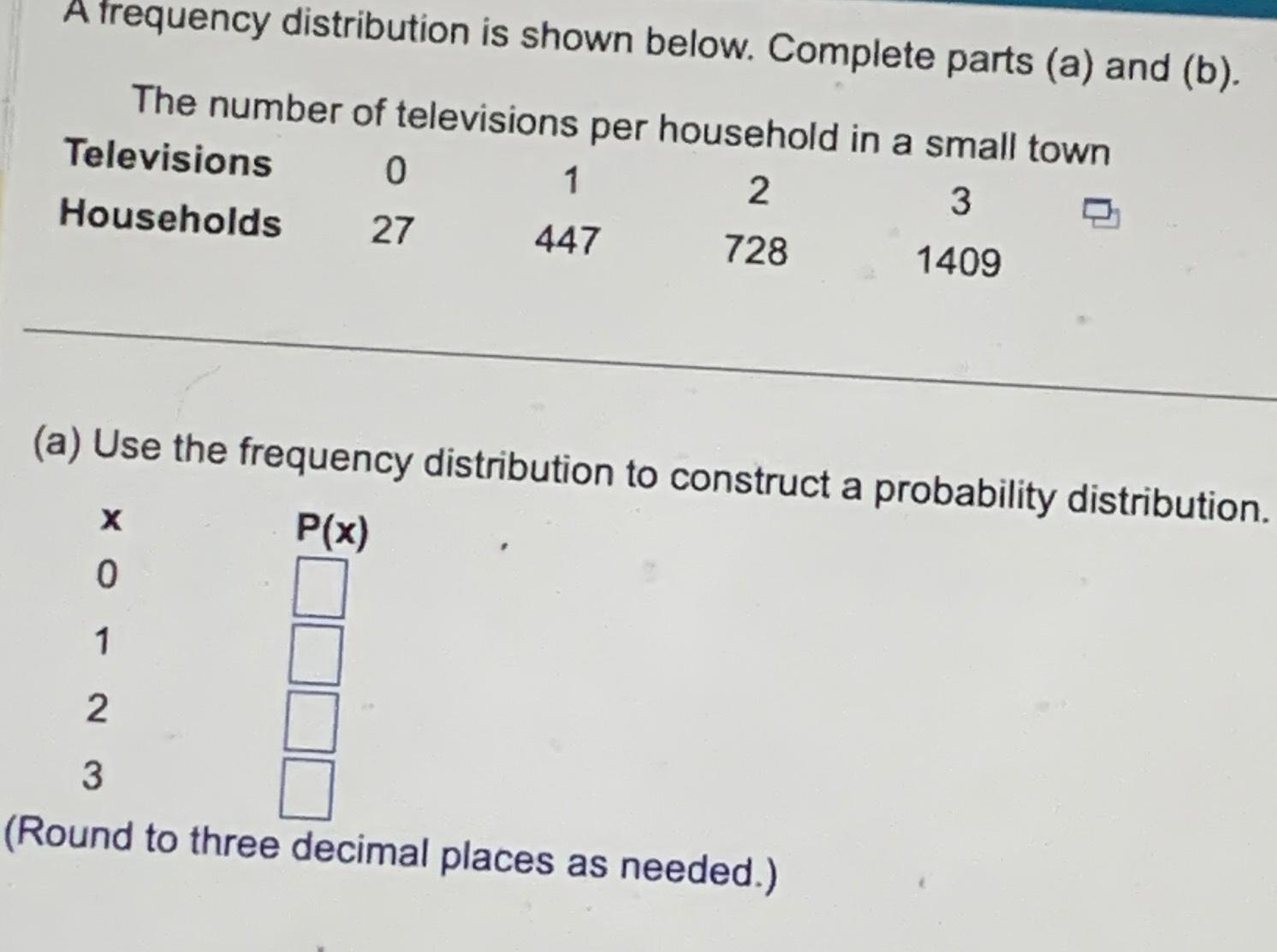 Solved A frequency distribution is shown below. Complete | Chegg.com