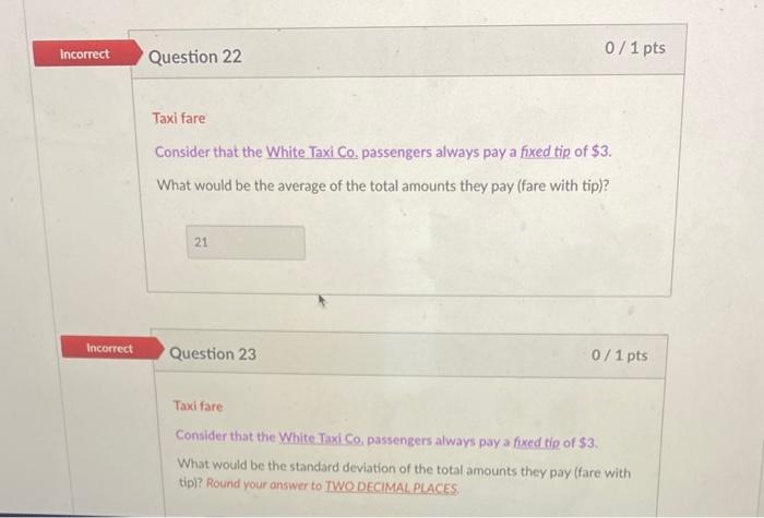 Solved Use the information below for the Taxi fare questions | Chegg.com