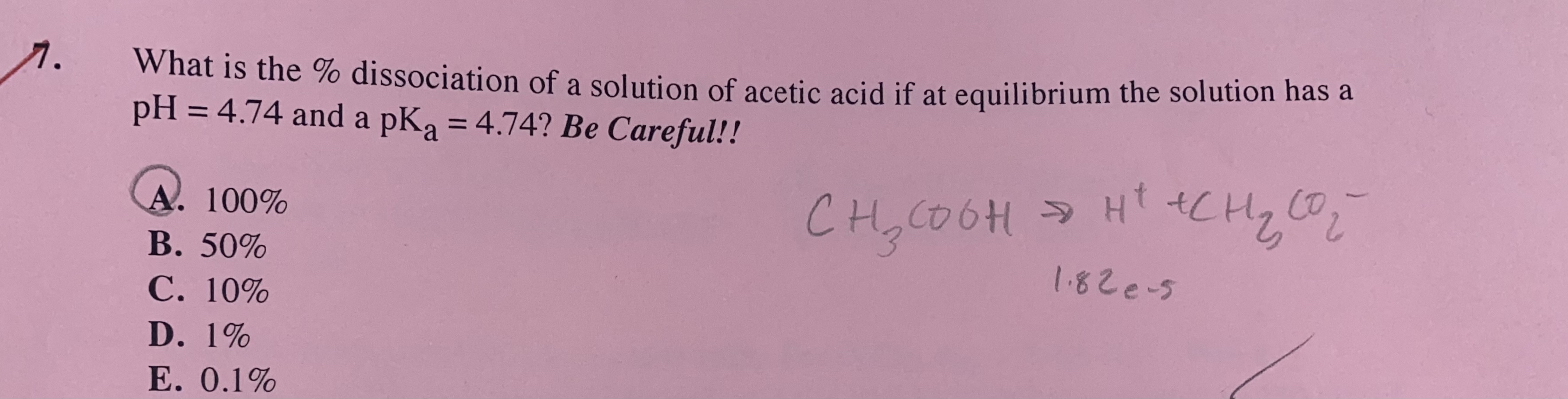 Solved What is the % ﻿dissociation of a solution of acetic | Chegg.com