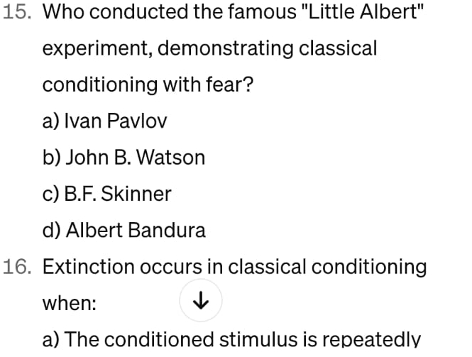 Solved Who conducted the famous "Little Albert" experiment, | Chegg.com