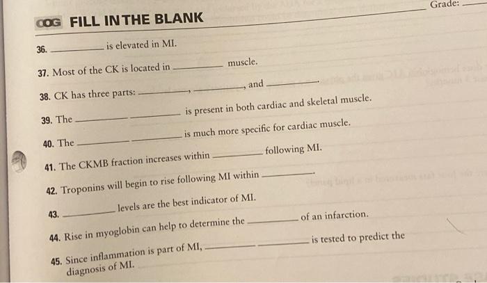 Solved 36. is elevated in MI. 37. Most of the CK is located | Chegg.com
