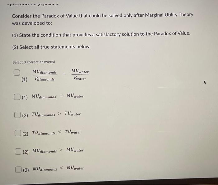 Solved часот - у ропс Consider the Paradox of Value that | Chegg.com