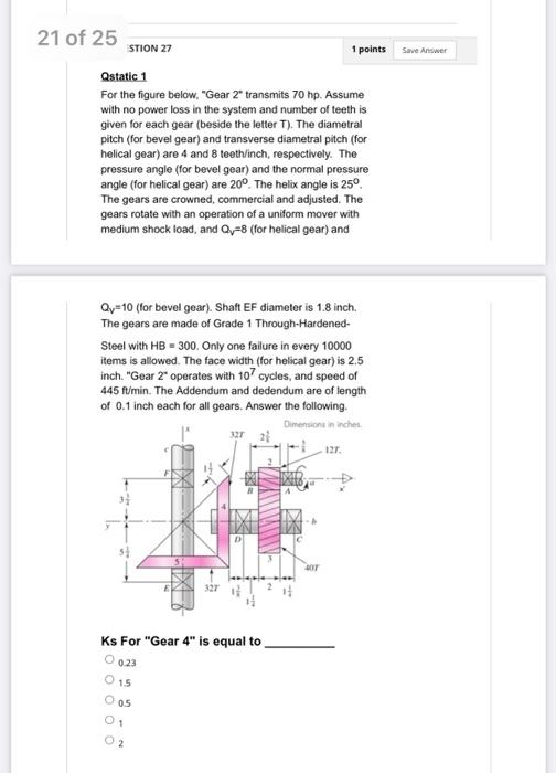 Solved 21 of 25 STION 27 1 points Save Answer Qstatic 1 For | Chegg.com