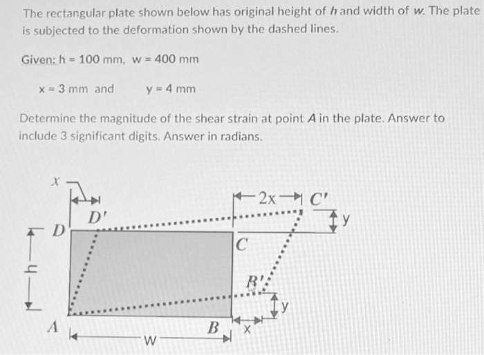 Solved The rectangular plate shown below has original height | Chegg.com