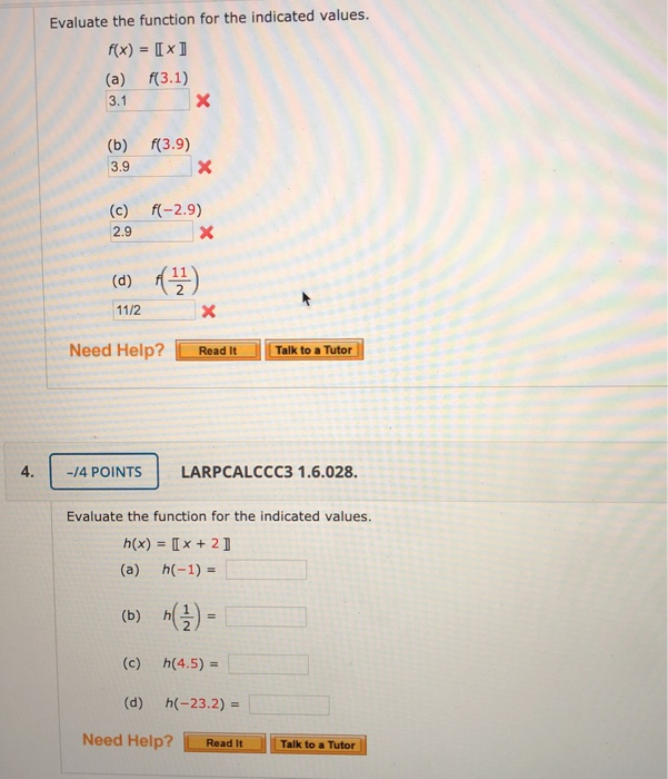 Solved Evaluate the function for the indicated values. f(x) | Chegg.com