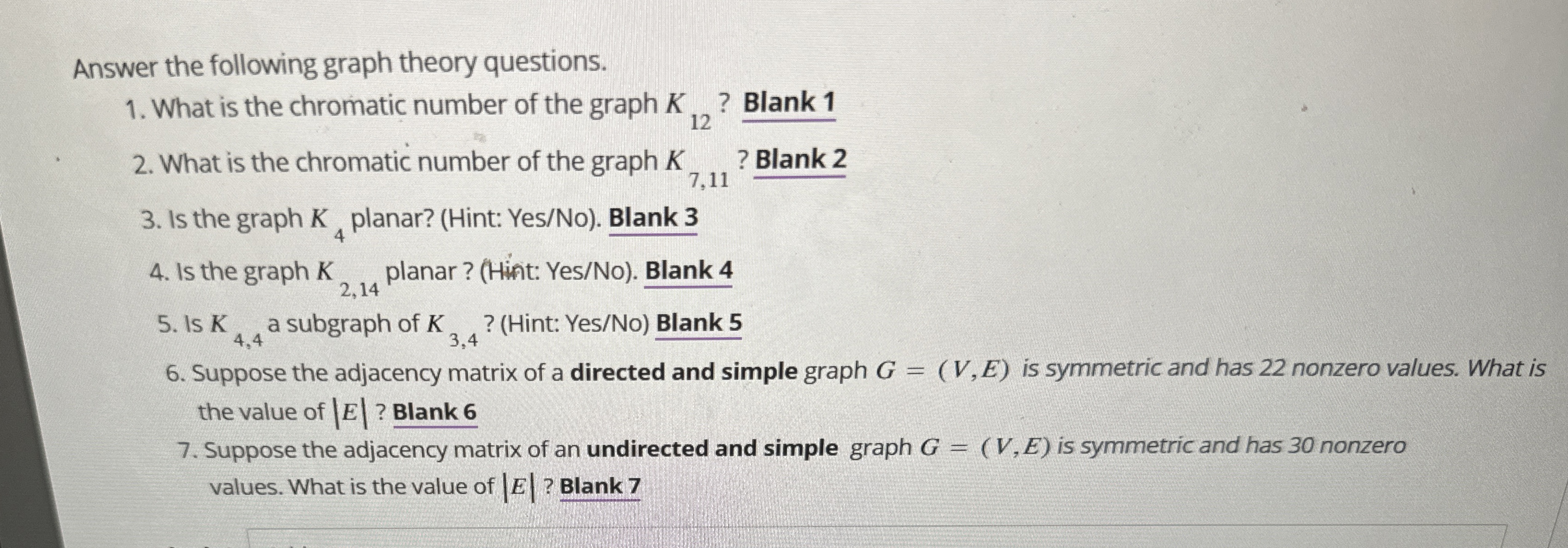 Solved Answer the following graph theory questions.What is | Chegg.com
