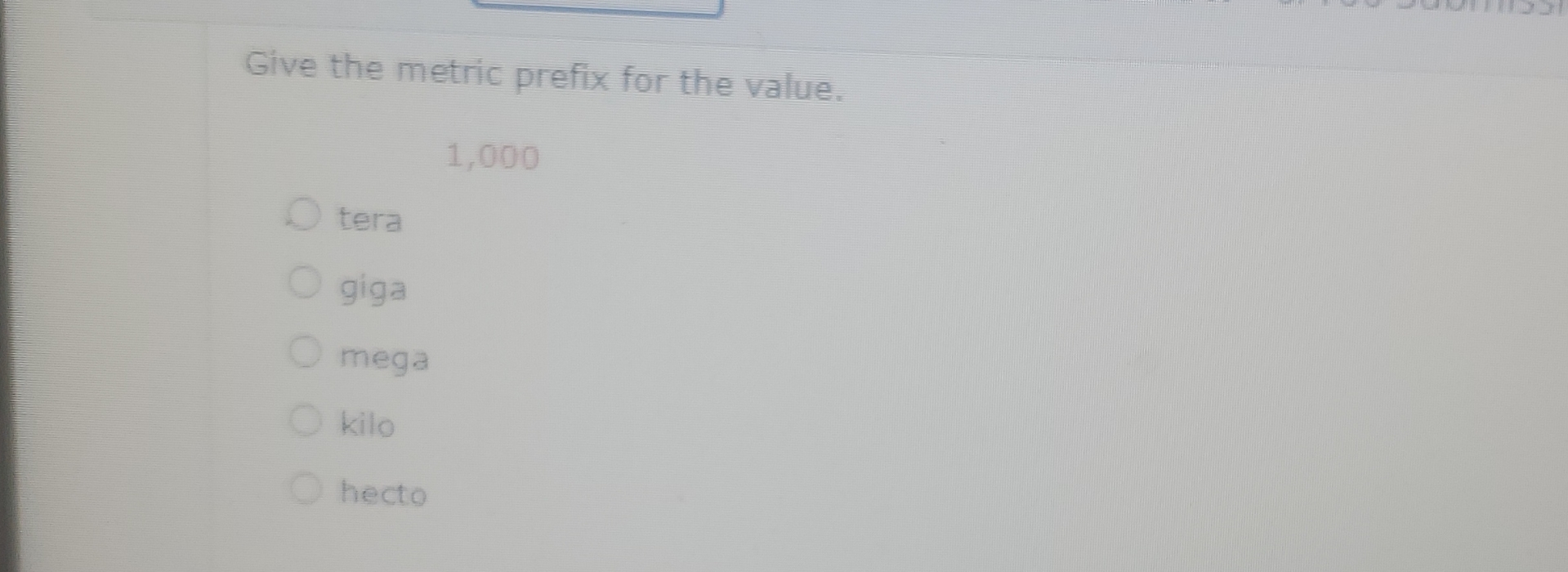 Solved Give the metric prefix for the | Chegg.com