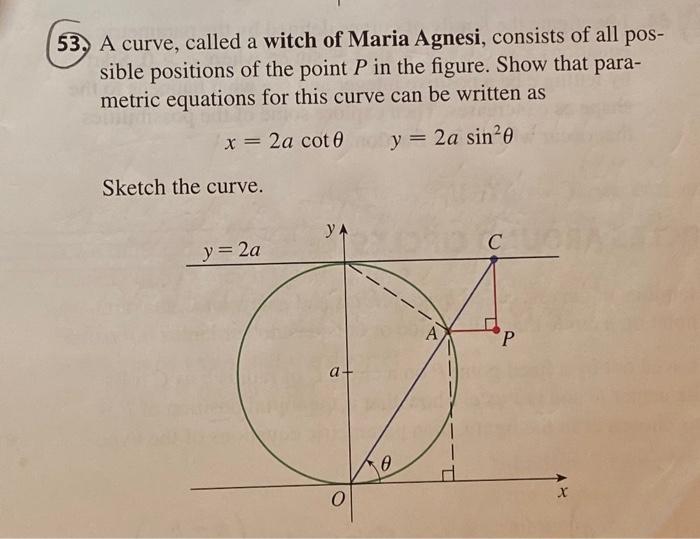 Solved 3. A curve, called a witch of Maria Agnesi, consists | Chegg.com