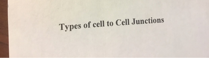 Solved Types of cell to Cell Junctions | Chegg.com