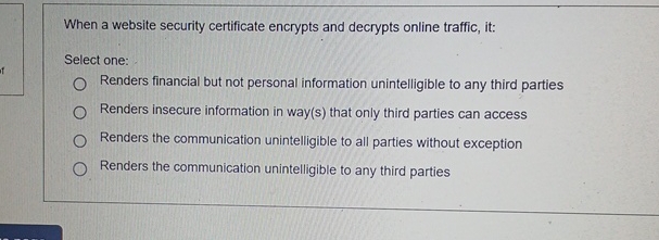 Solved When a website security certificate encrypts and | Chegg.com