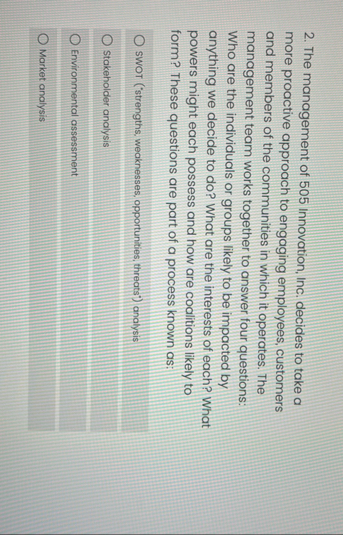 Solved The management of 505 ﻿innovation, Inc. decides to | Chegg.com