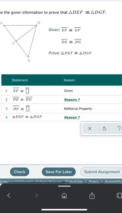 Solved ce the given information to prove that ADEF & ADGF. | Chegg.com