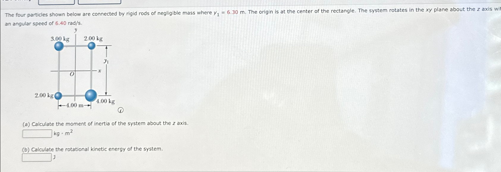 Solved The four particles shown below are connected by rigid | Chegg.com