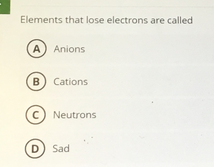 Solved Elements that lose electrons are | Chegg.com